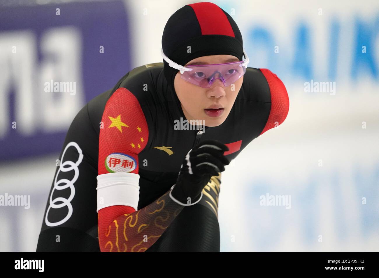 Binyu Yang (CHN) in action during the 3000m women during ISU World Championships Speed Skating ...