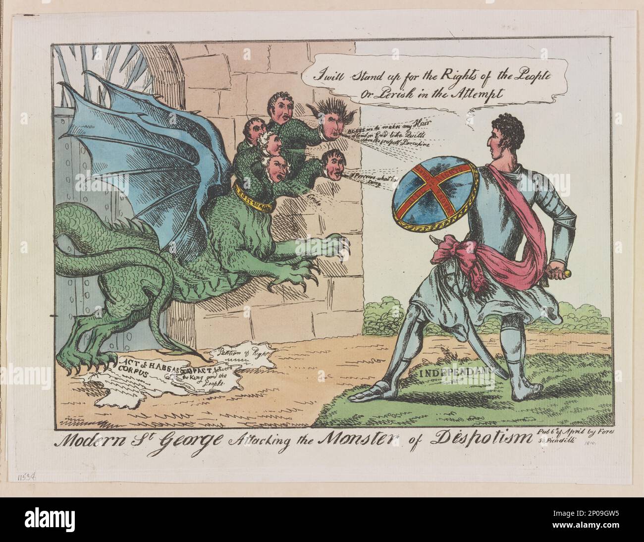 Modern St. George attacking the monster of despotism. British Cartoon ...