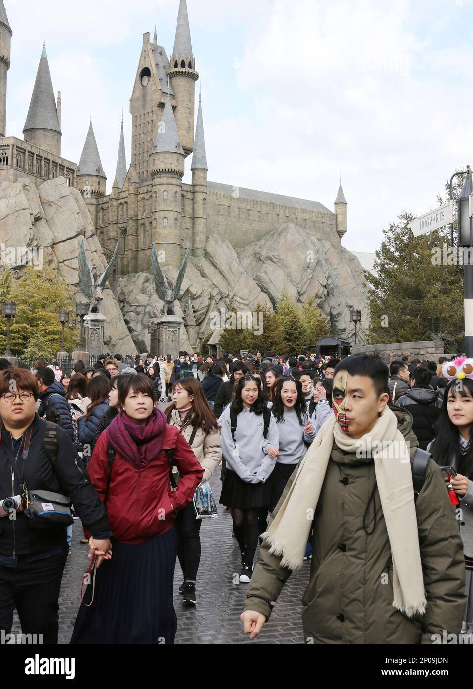 The Universal Studios Japan (USJ) is crowded with many visitors in ...
