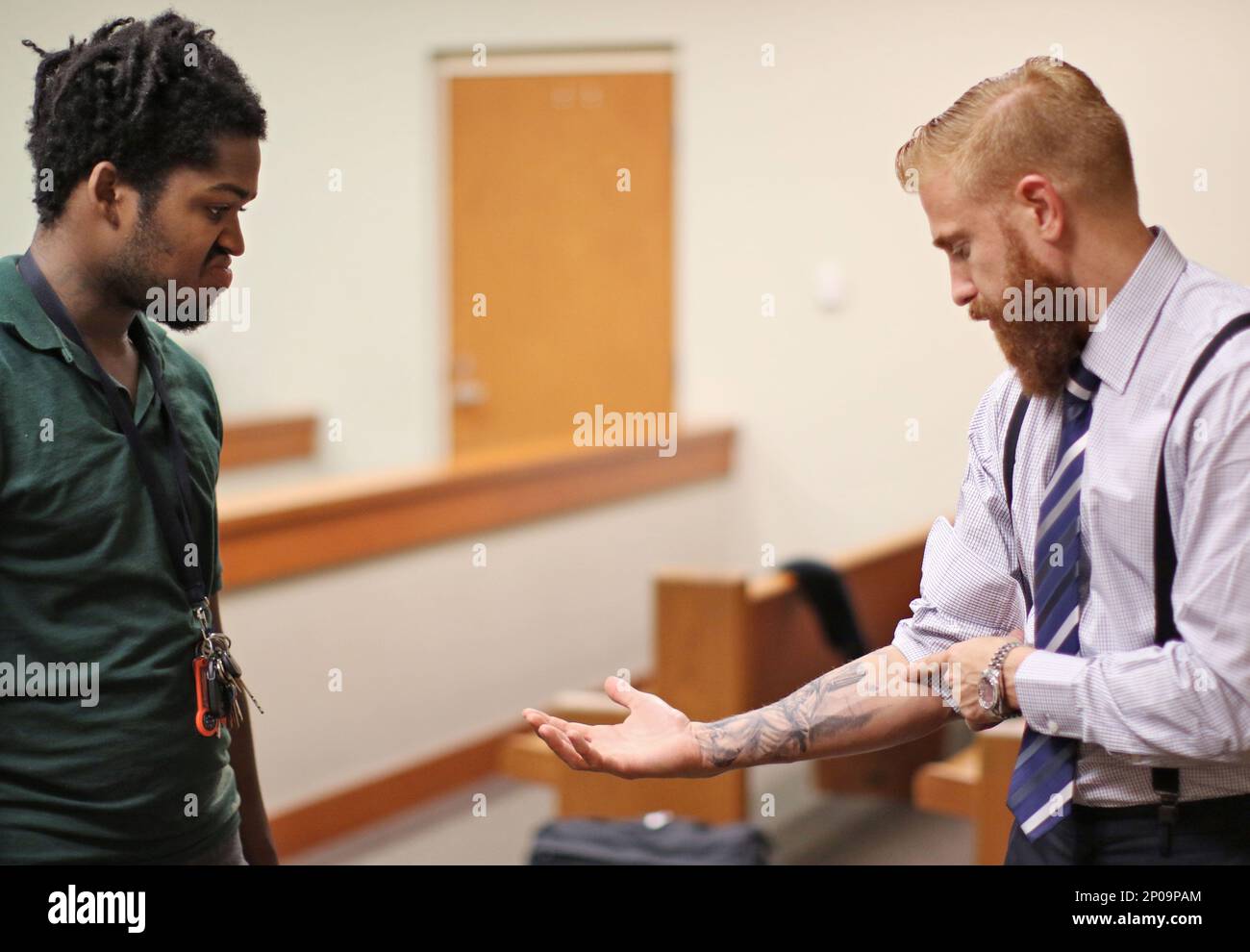 Lawyer David Lee Windecher shows some of his tattoos in Judge Asha ...