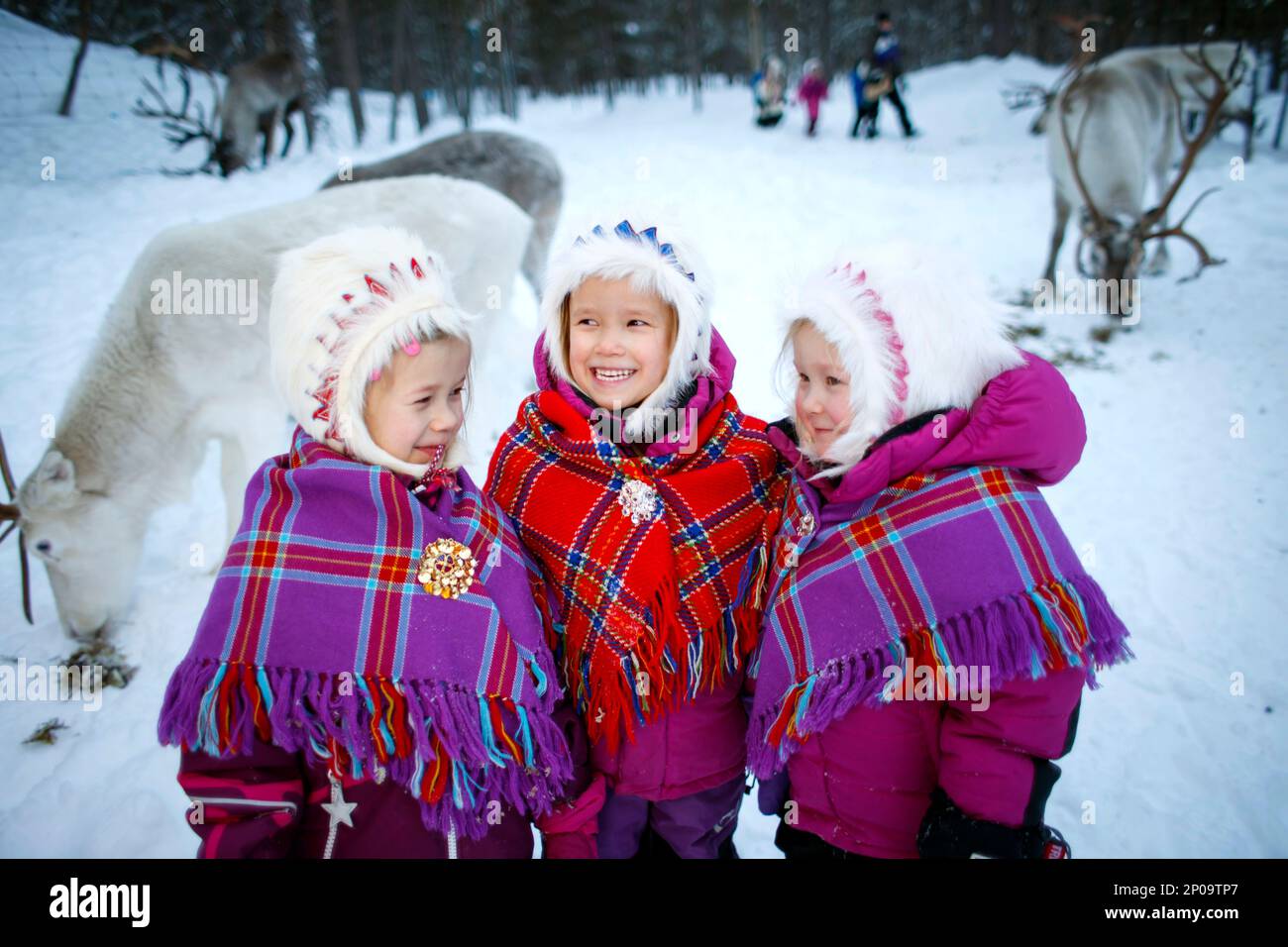 In this Thursday, Feb. 2, 2017 photo, Sami children, from left, Karen ...