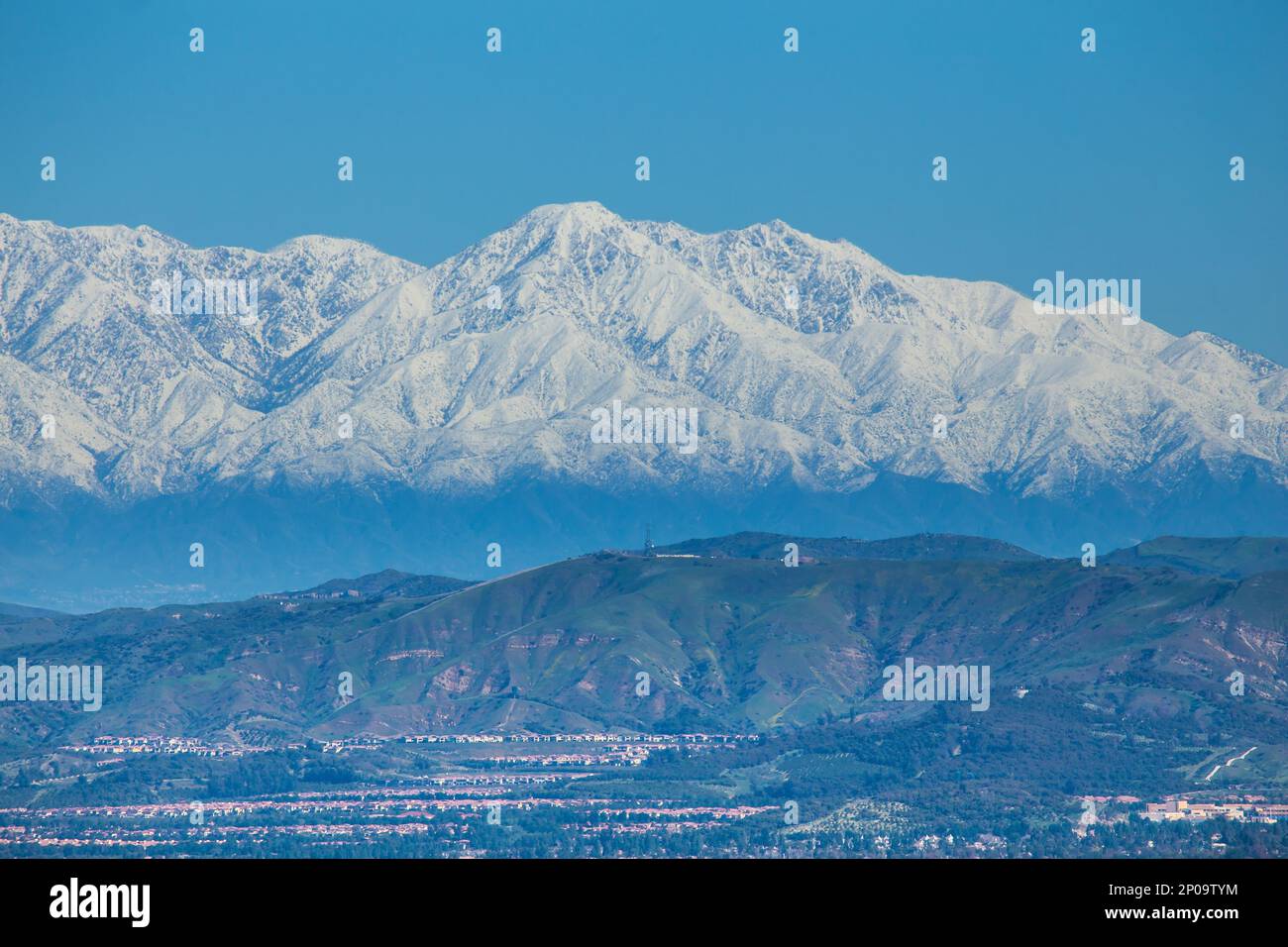 Snow capped San Gabriel Mountains in Los Angeles county after a huge ...