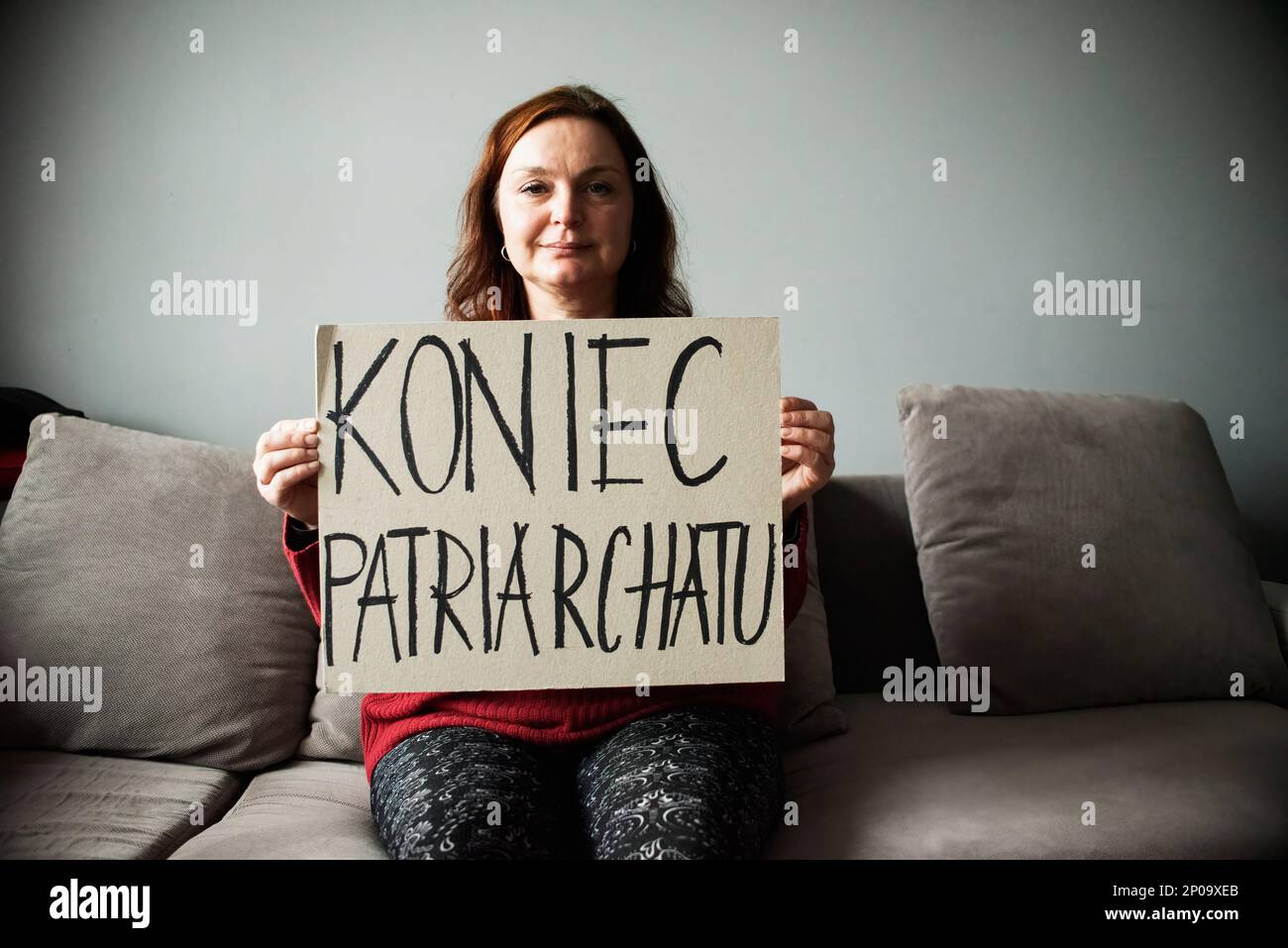 Gdansk, Poland. 02nd Apr, 2020. A protester holds a placard expressing ...