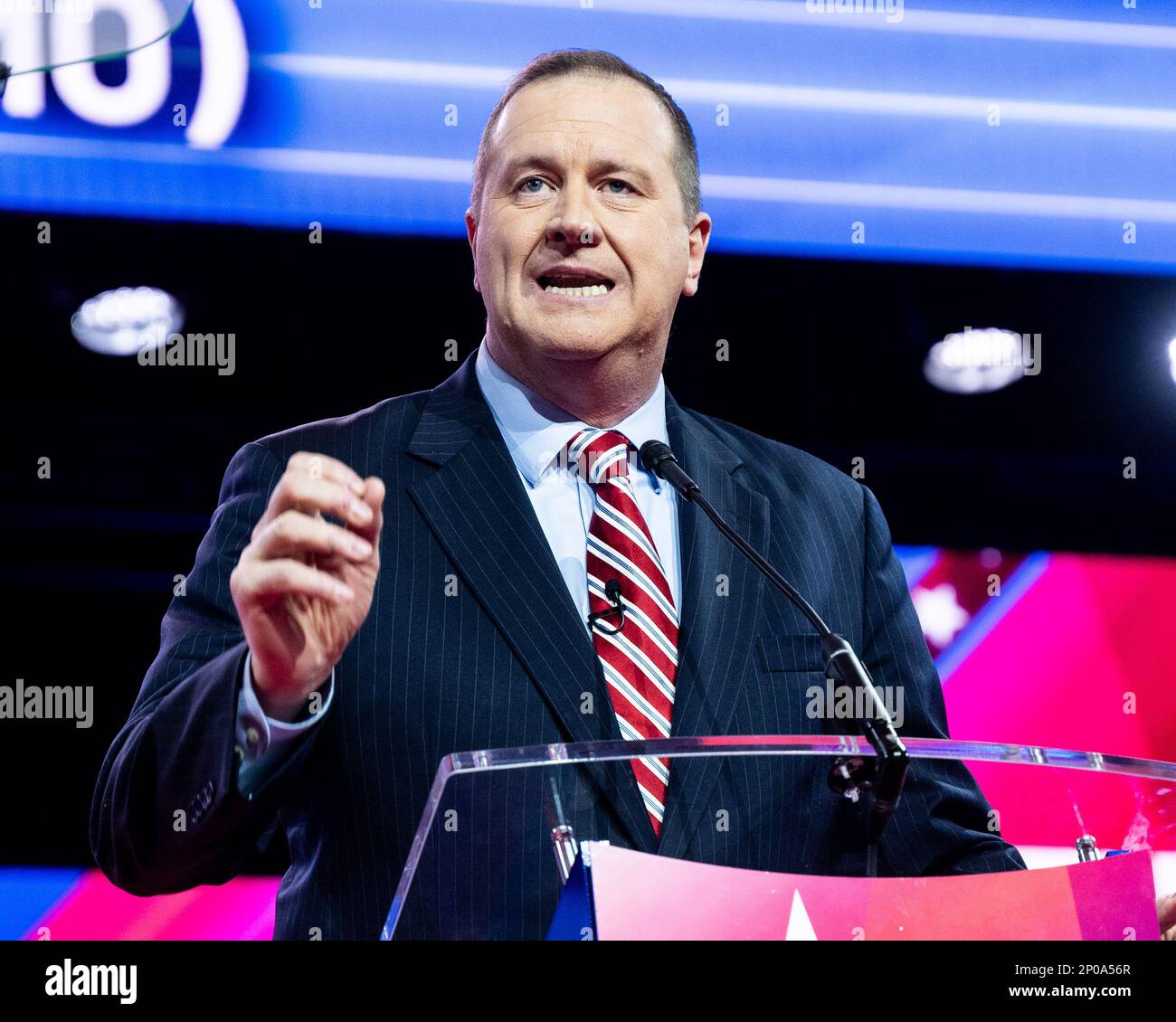 U.S. Senator Eric Schmitt (R-MO) speaking at the Conservative Political Action Conference (CPAC ...