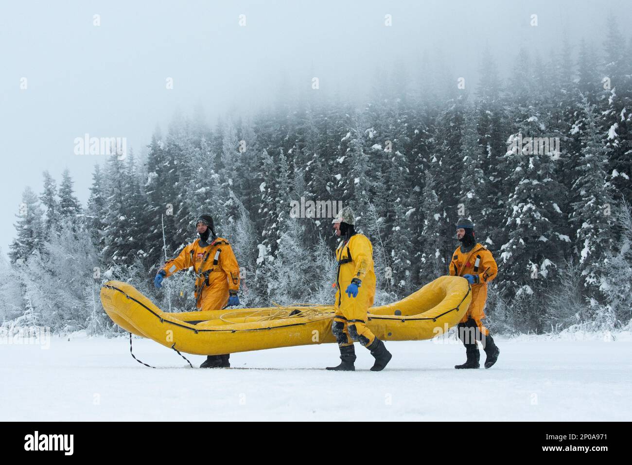 Firefighters with the 673d Civil Engineer Squadron carry rescue ...