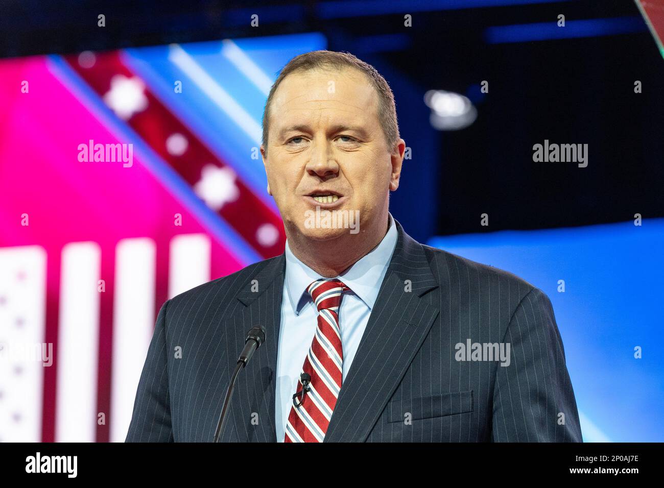 US Senator Eric Schmitt speaks on the 1st day of CPAC Washington, DC ...