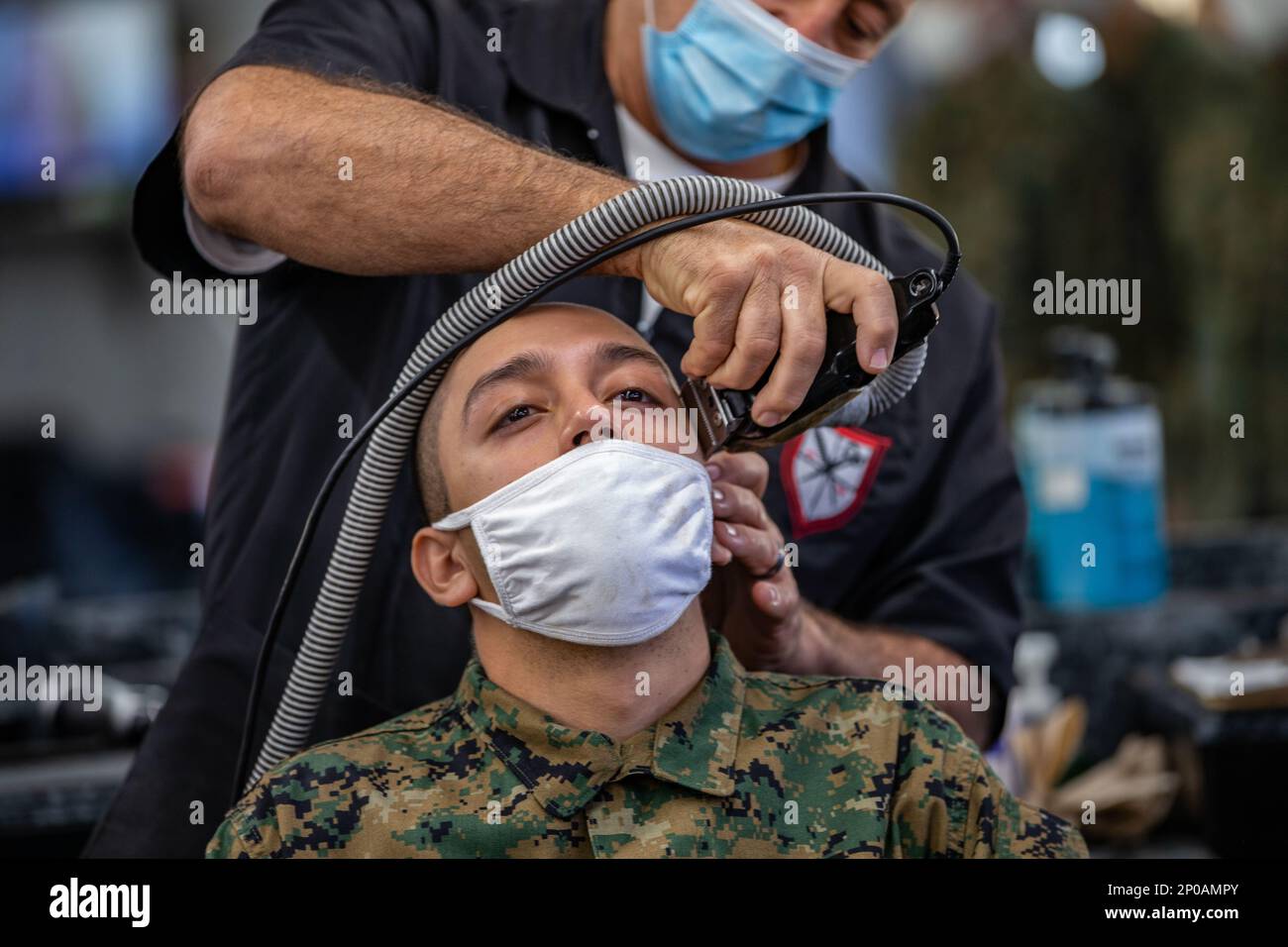 A U.S. Marine Corps recruit with Alpha Company, 1st Recruit Training ...