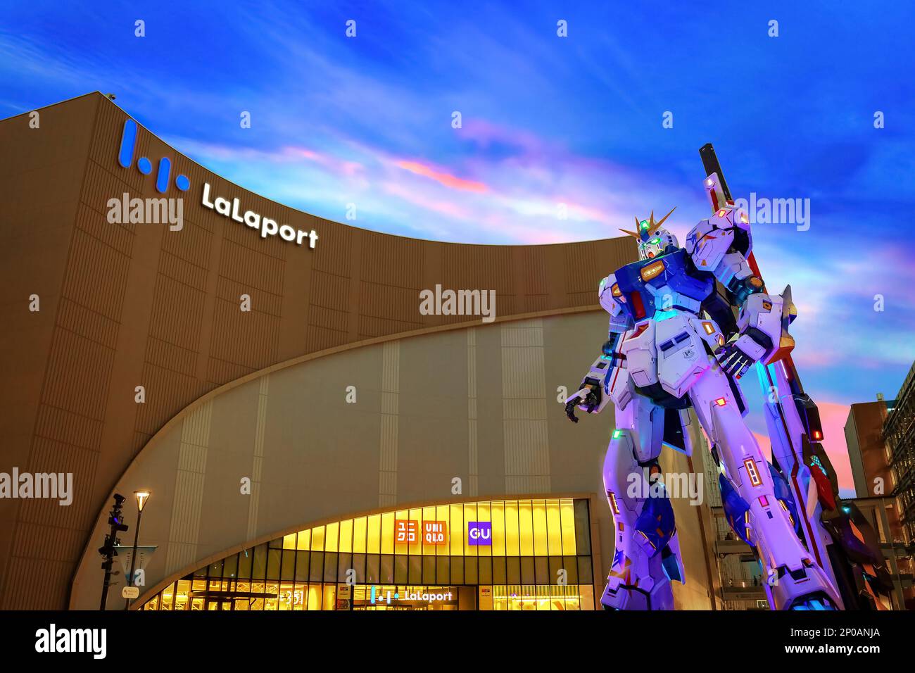 Fukuoka, Japan - Nov 20 2022: Full-size Mobile suit RX-93ffv (Nu) Gundam at the Gundam Park in ...