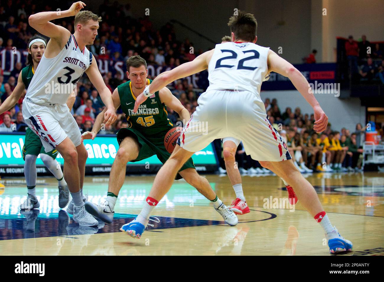 MORAGA, CA - JANUARY 26: San Francisco Dons guard Mladen Djordjevic (45 ...