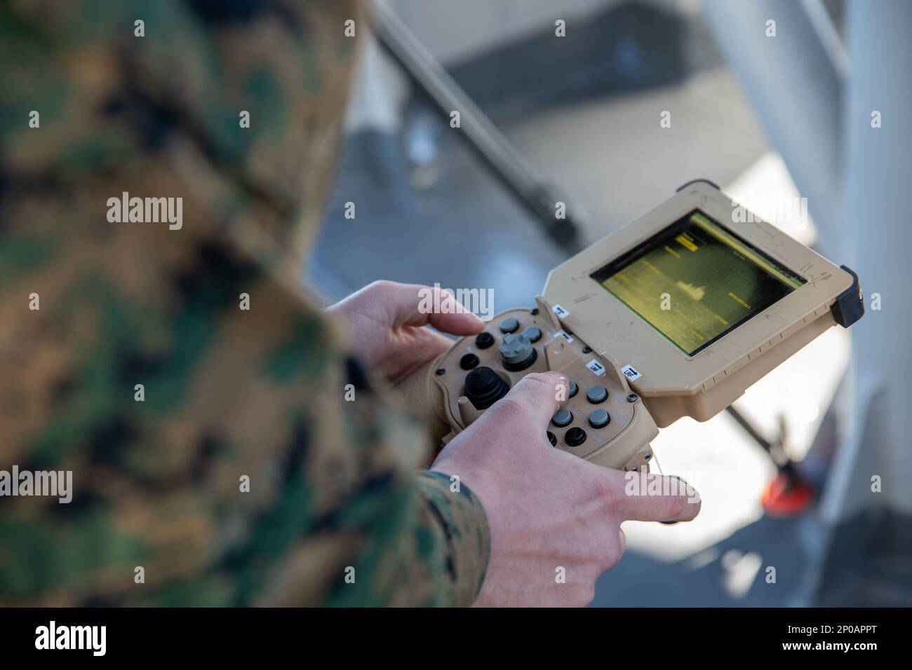 U.S. Marine Corps Cpl. Nathan Decker, a ground electronic transmission ...