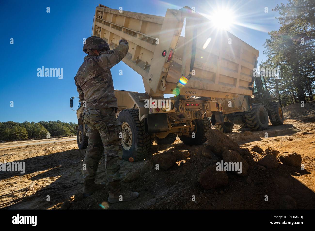 U.S. Army Soldiers with the 104th Brigade Engineer Battalion, 44th ...