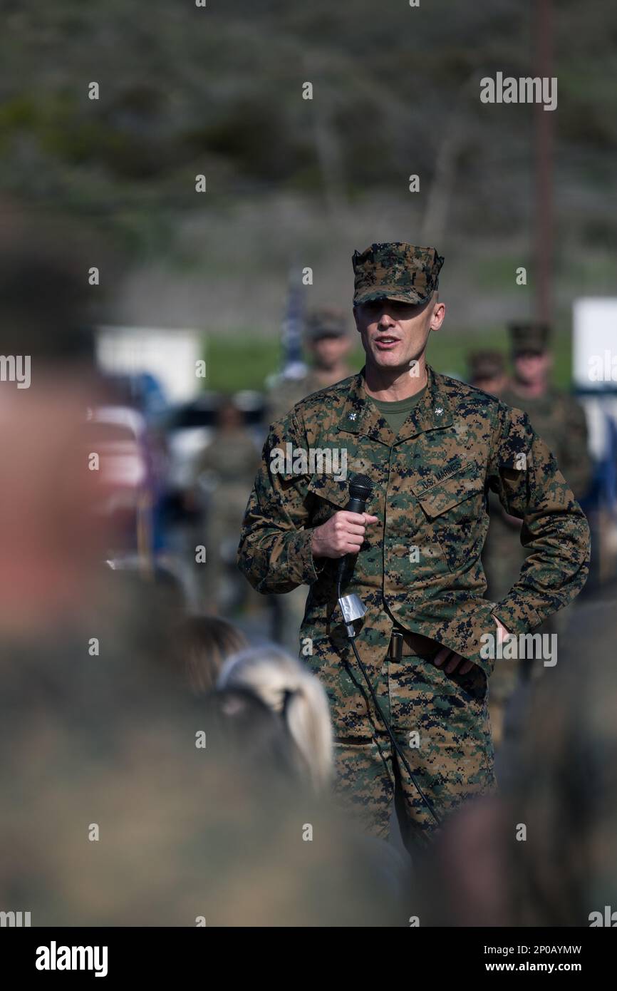 U.S. Marine Lt. Col. Clinton Hall, the incoming commanding officer of ...