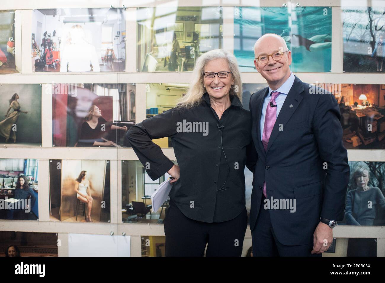 US photographer Annie Leibovitz, left, pose next to Martin Blessing ...