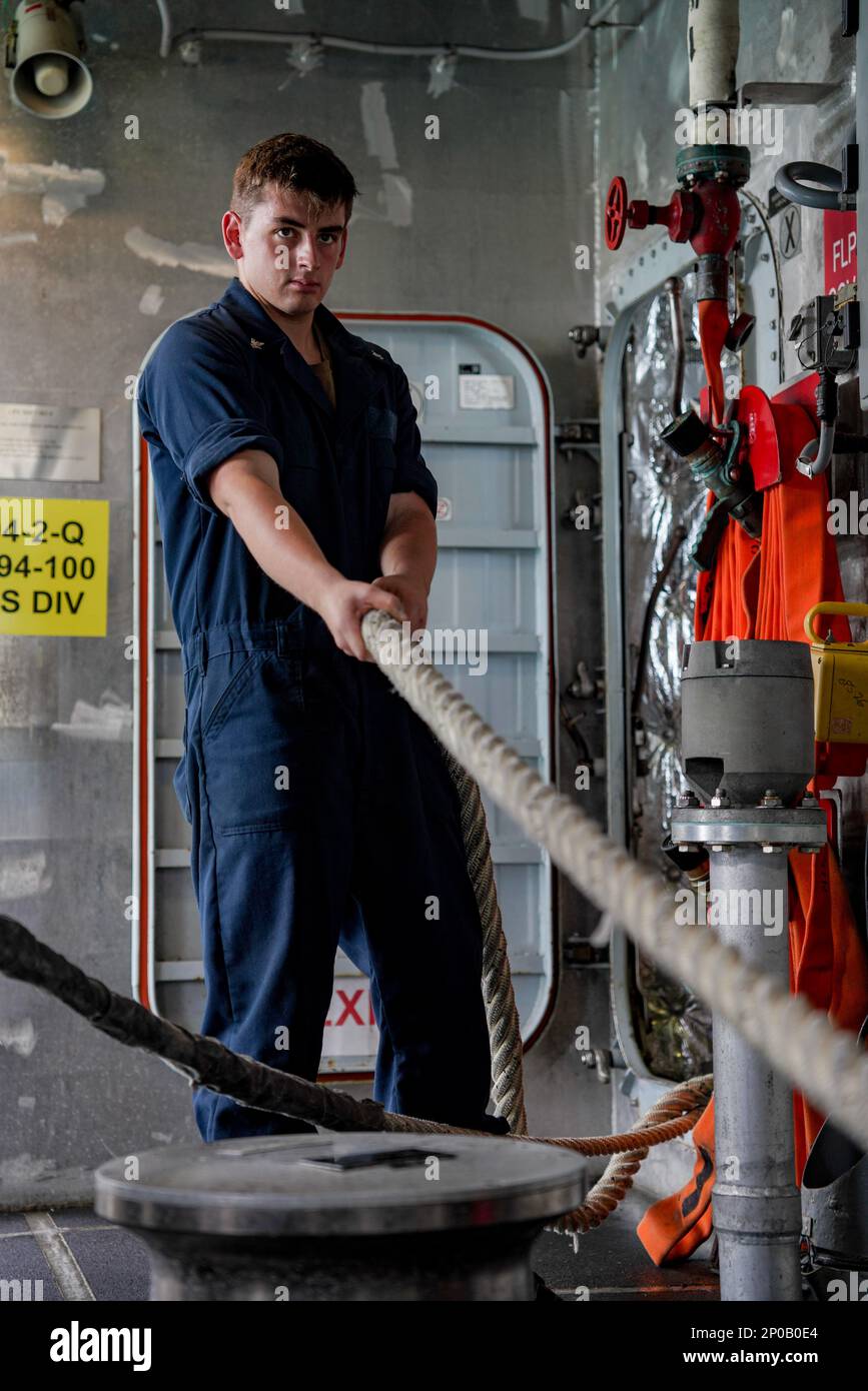 SINGAPORE (Feb. 7, 2023) Sonar Technician (Surface) 3rd Class Thomas ...