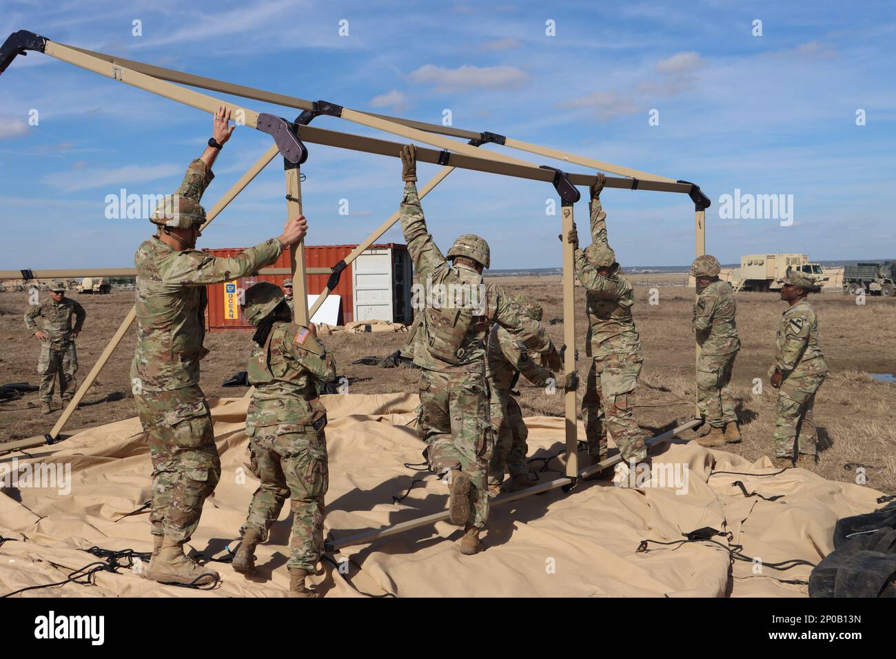Troopers from the 1st Cavalry Division Headquarters comes together to ...