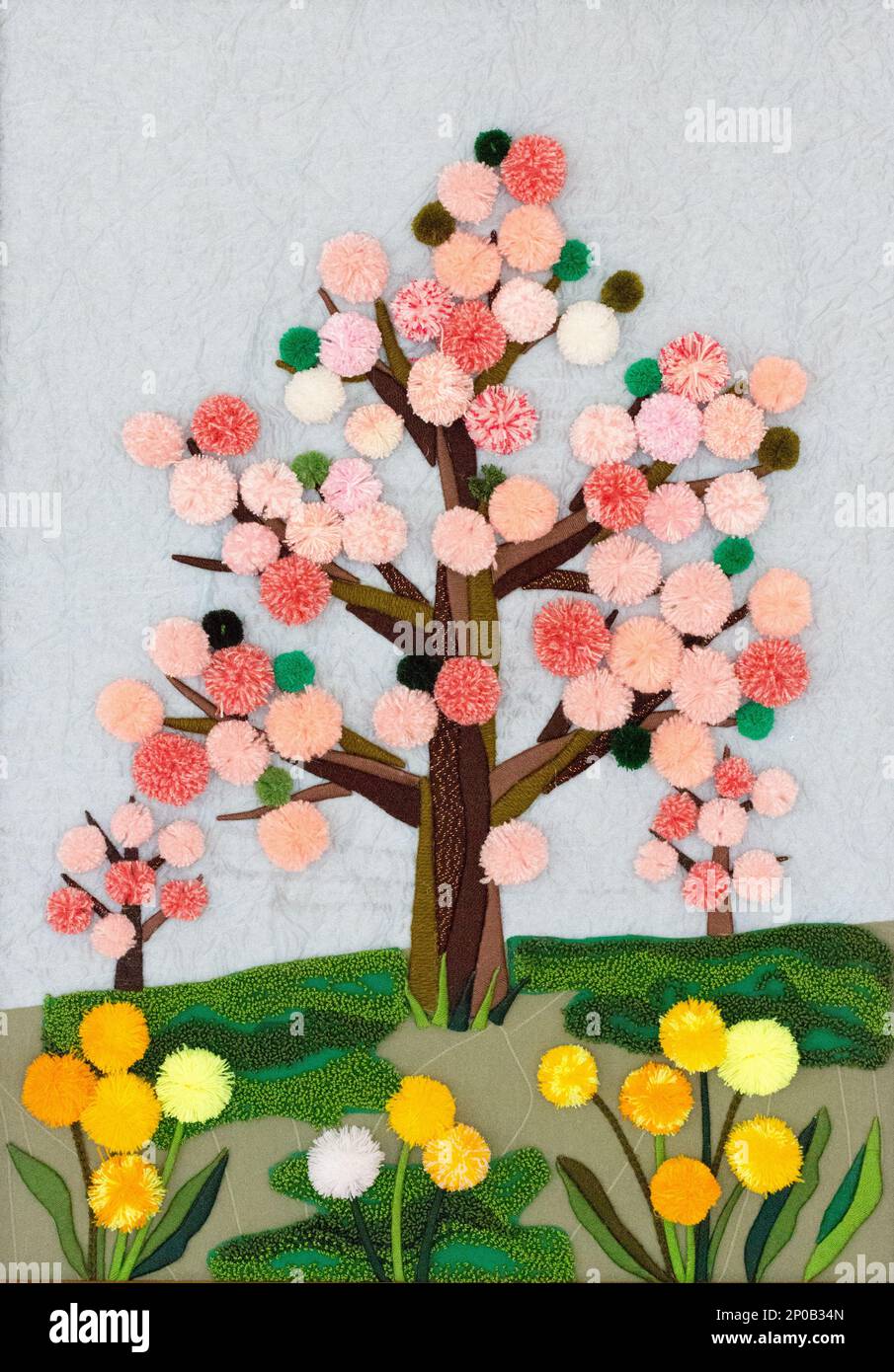 cut fabric applique tree with flowers Stock Photo - Alamy