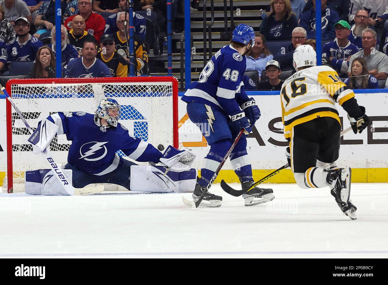 Pittsburgh Penguins' Jason Zucker (16) scores past Tampa Bay Lightning ...