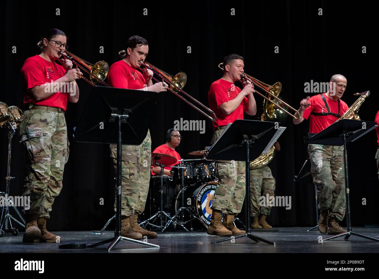 The Dogface Brass Band section of 3rd Infantry Division Band performs ...