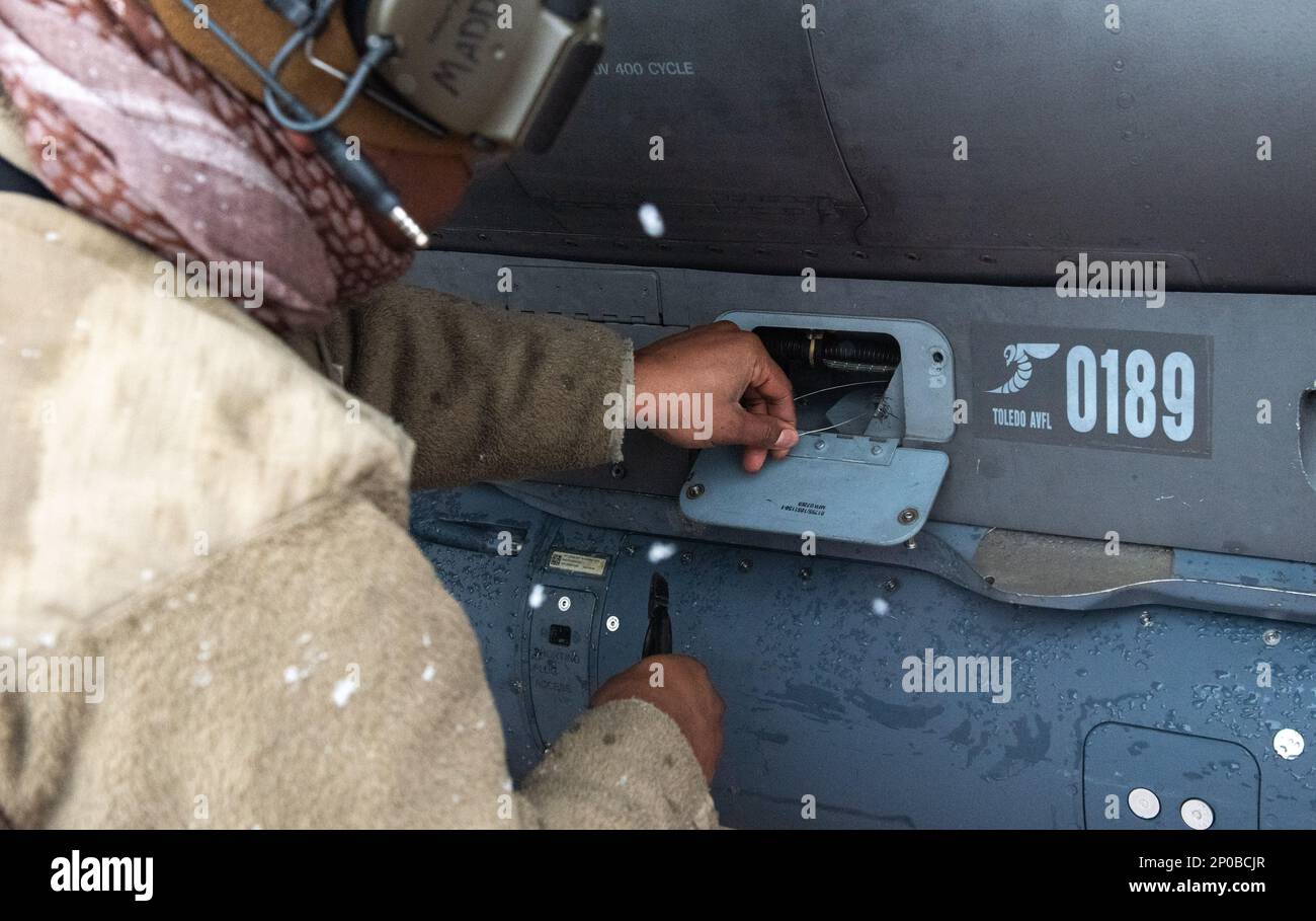 U.S. Air Force Staff Sgt. Nate Maddox, an avionics specialist assigned ...