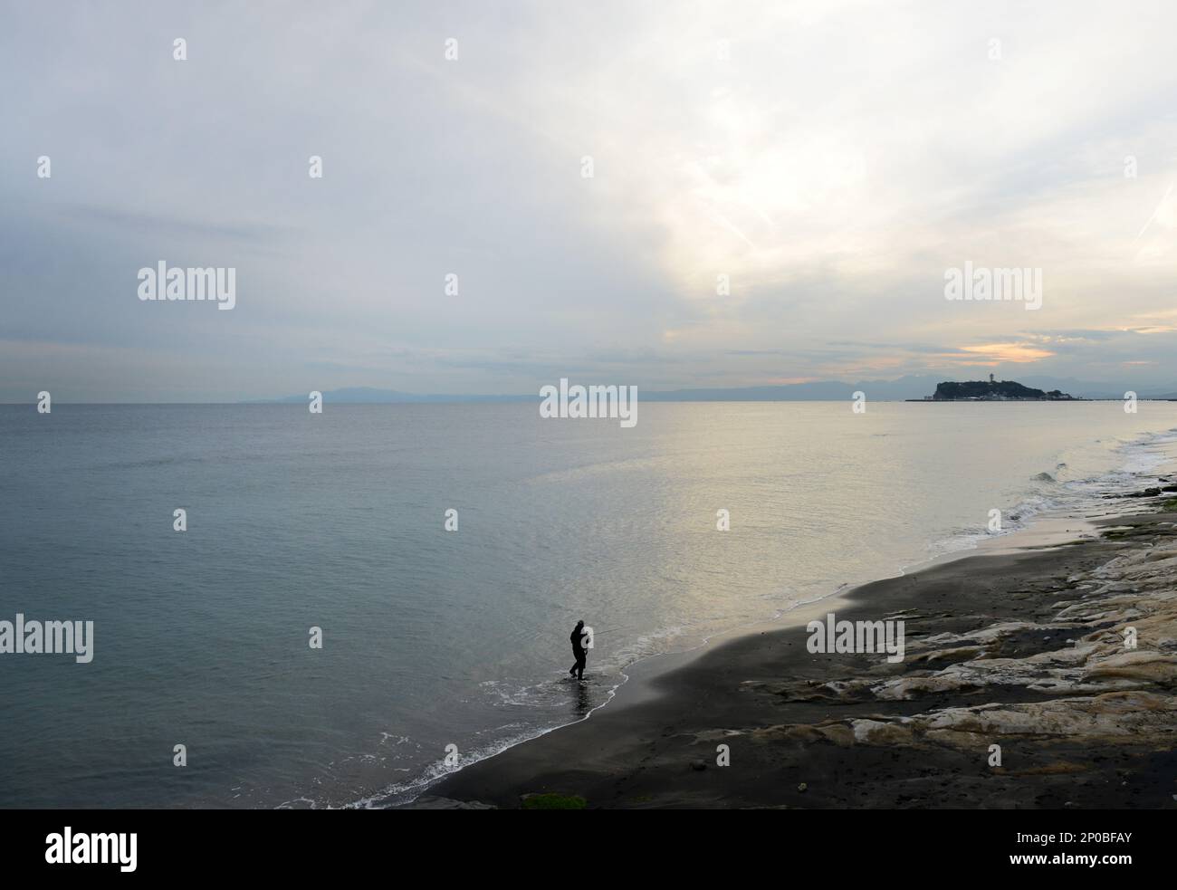A beautiful sunset over Enoshima, Sagami Bay, Japan Stock Photo - Alamy