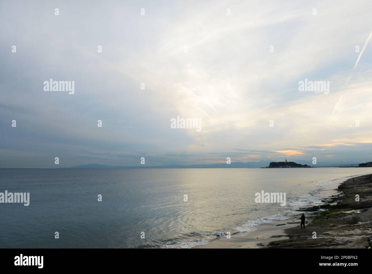 A beautiful sunset over Enoshima, Sagami Bay, Japan Stock Photo - Alamy