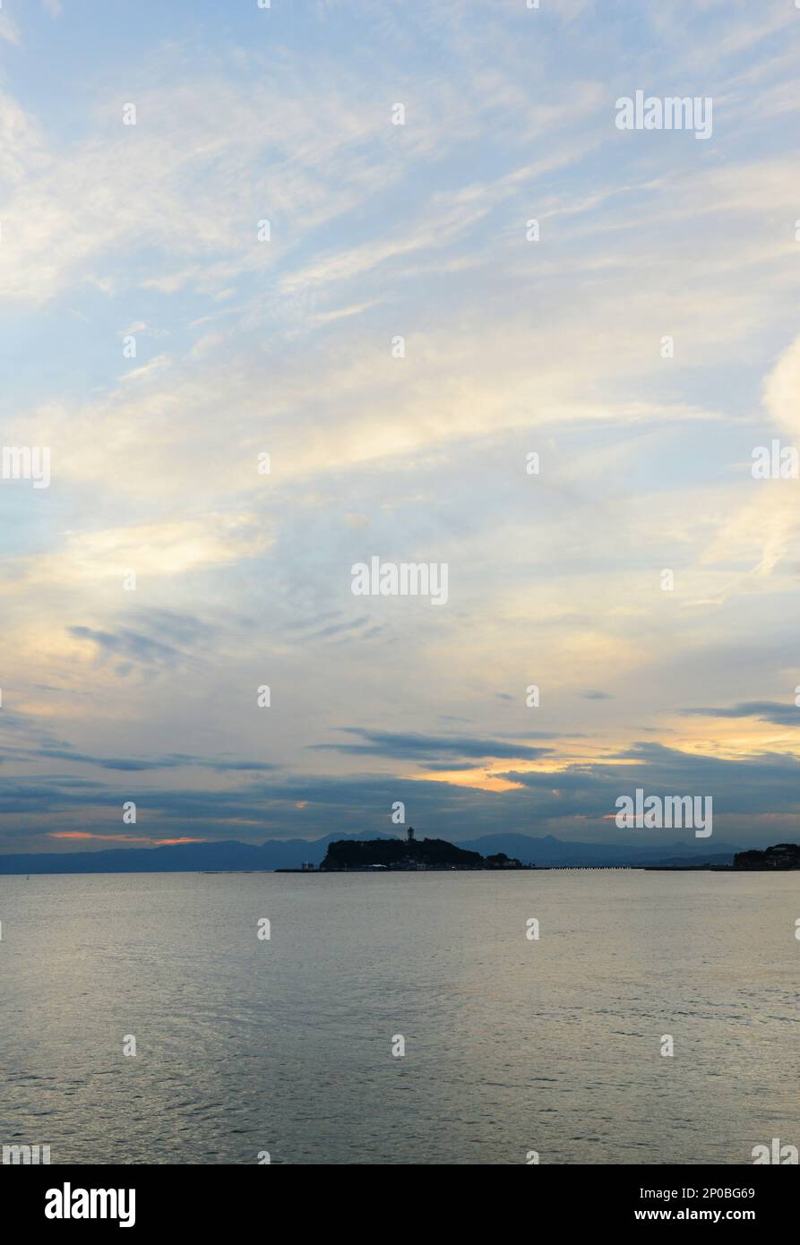A beautiful sunset over Enoshima, Sagami Bay, Japan Stock Photo - Alamy