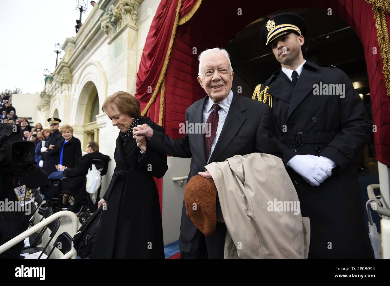 Former President Jimmy Carter and his wife Rosalynn Carter arrive on ...