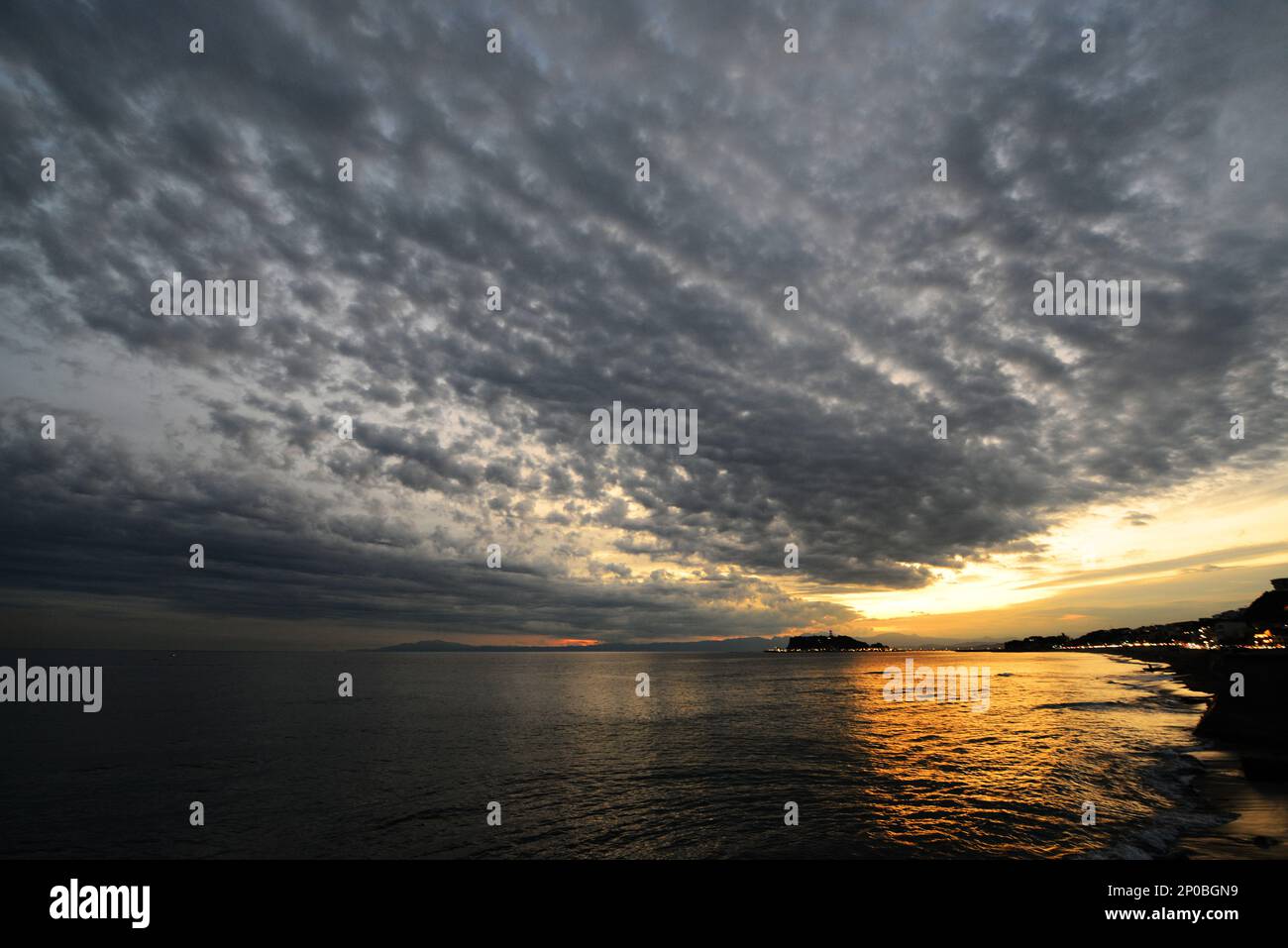 A beautiful sunset over Enoshima, Sagami Bay, Japan Stock Photo - Alamy