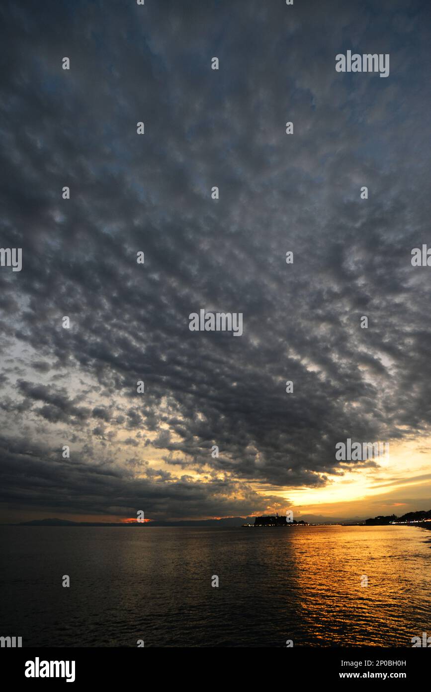 A beautiful sunset over Enoshima, Sagami Bay, Japan Stock Photo - Alamy