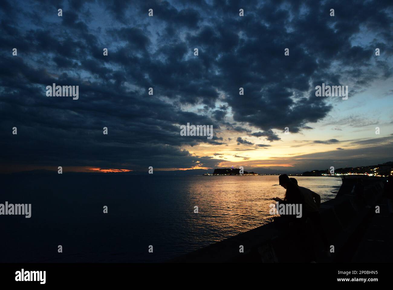 A beautiful sunset over Enoshima, Sagami Bay, Japan Stock Photo - Alamy