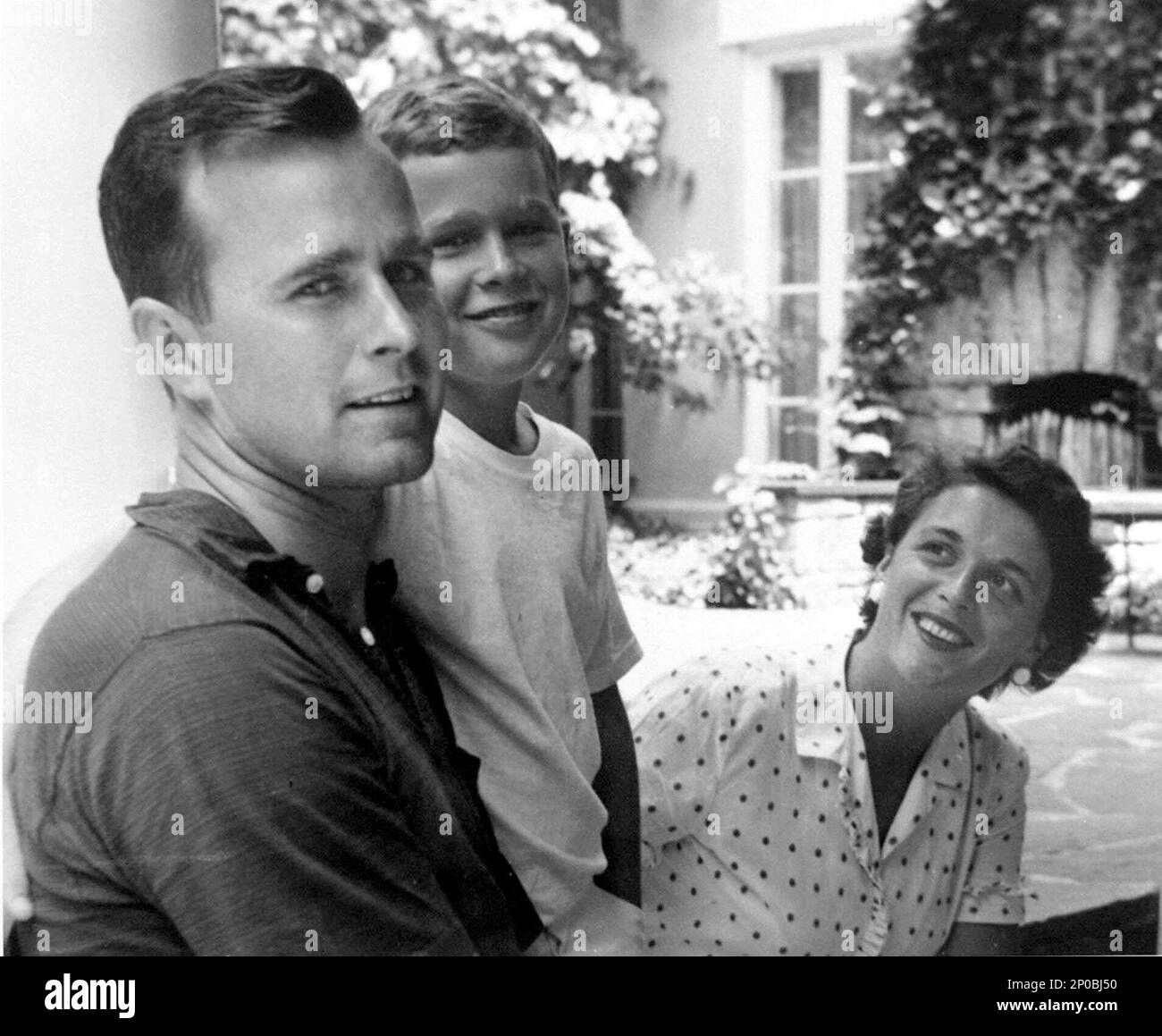FILE - In this 1955 file photo, George H.W. Bush, left, and Barbara ...
