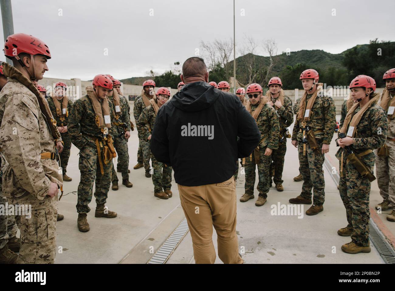 An underwater egress training instructor gives the Marines and Sailors ...