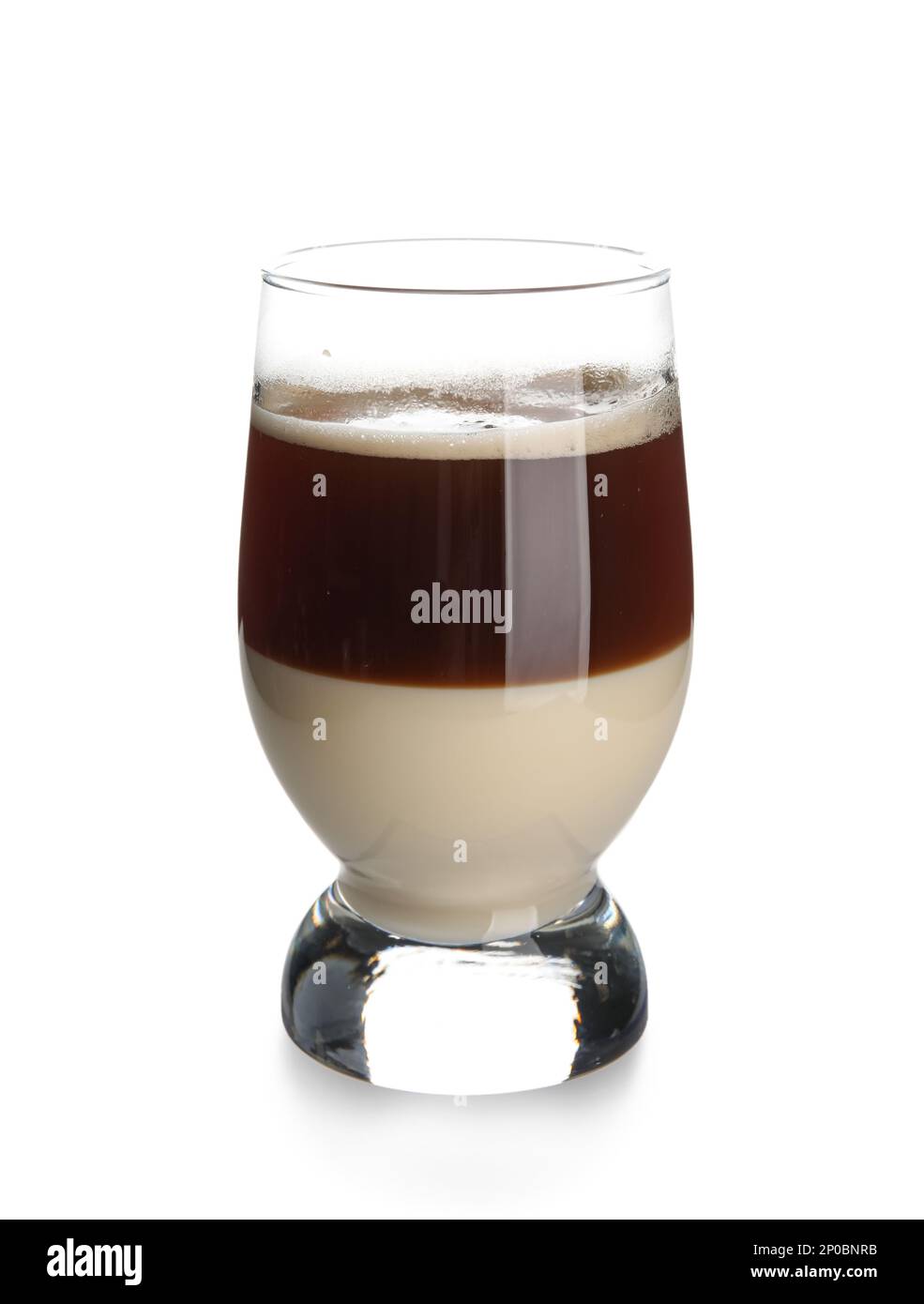 Glass of delicious Cafe Bombon on white background Stock Photo - Alamy