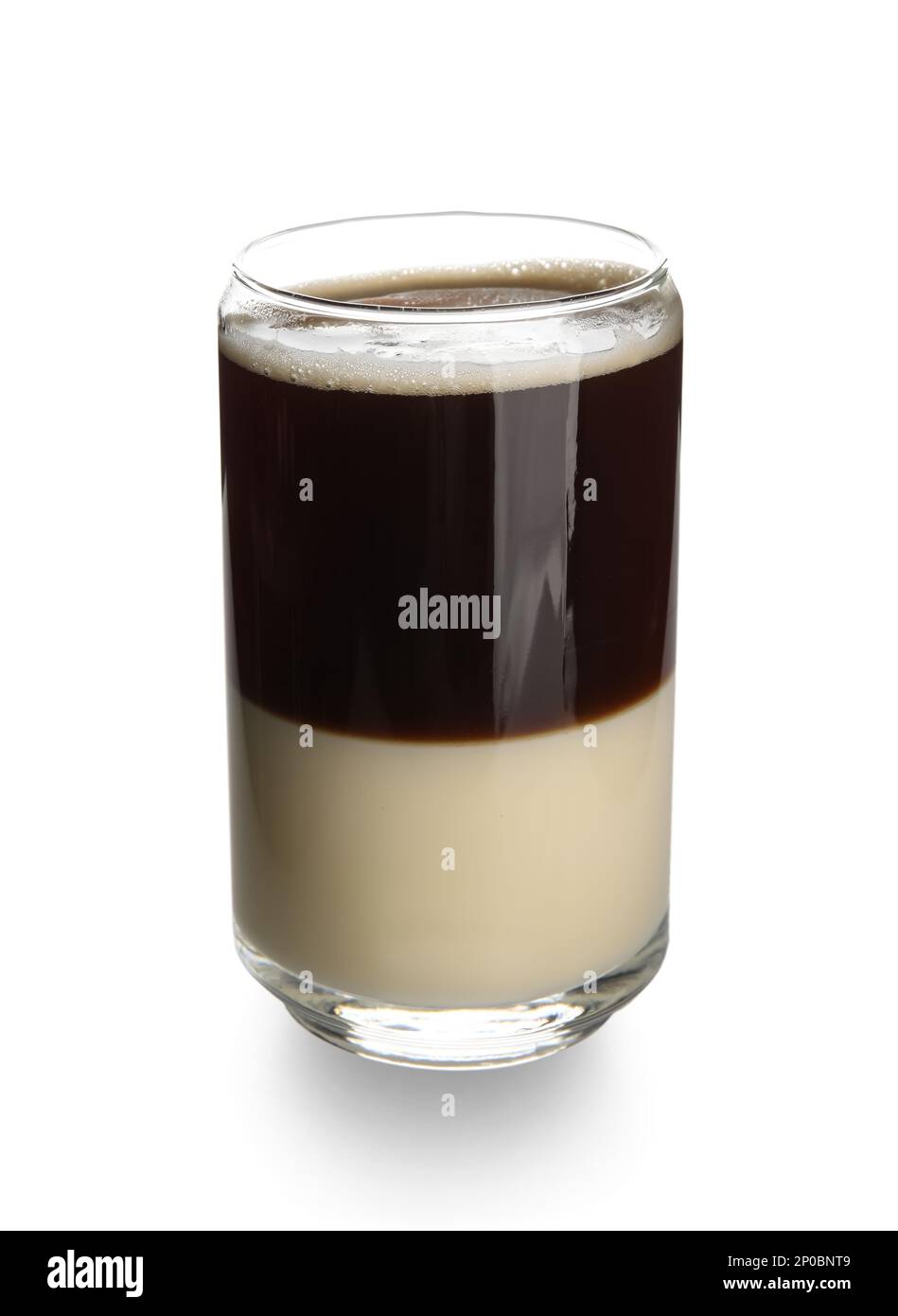 Glass of tasty Cafe Bombon on white background Stock Photo - Alamy