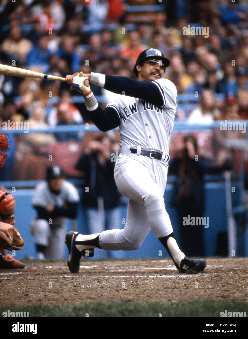 New York Yankees right fielder Reggie Jackson is seen in action in this ...