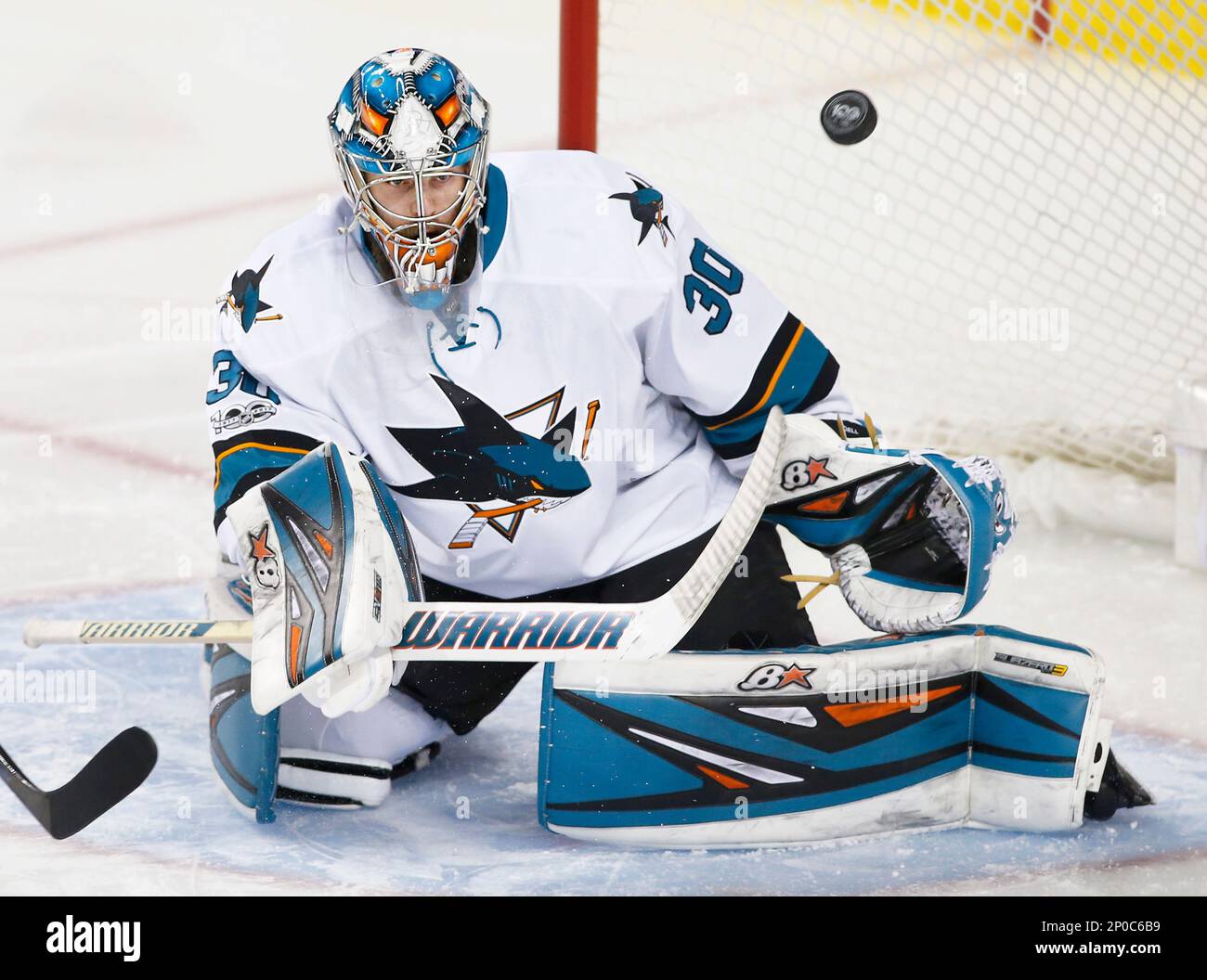 NHL profile photo on San Jose Sharks' goalie Aaron Dell at a game ...
