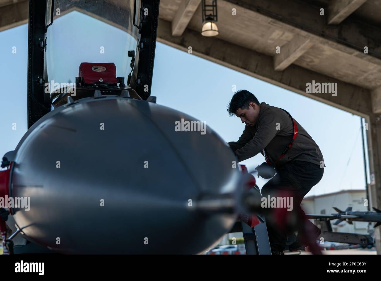 A 480th Expeditionary Fighter Squadron crew chief conducts post-flight ...