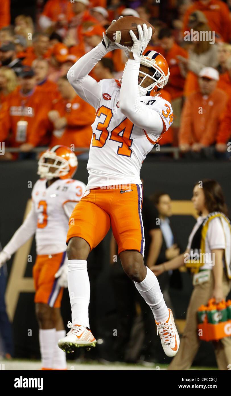 Clemson wide receiver Ray-Ray McCloud (34) warms up in the NCAA college ...