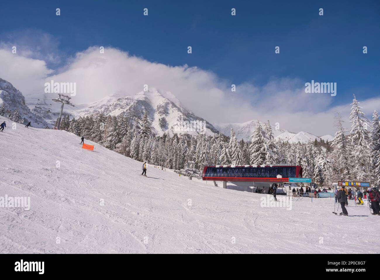 View of the ski slopes and ski lift at Sundance Resort, also known as ...