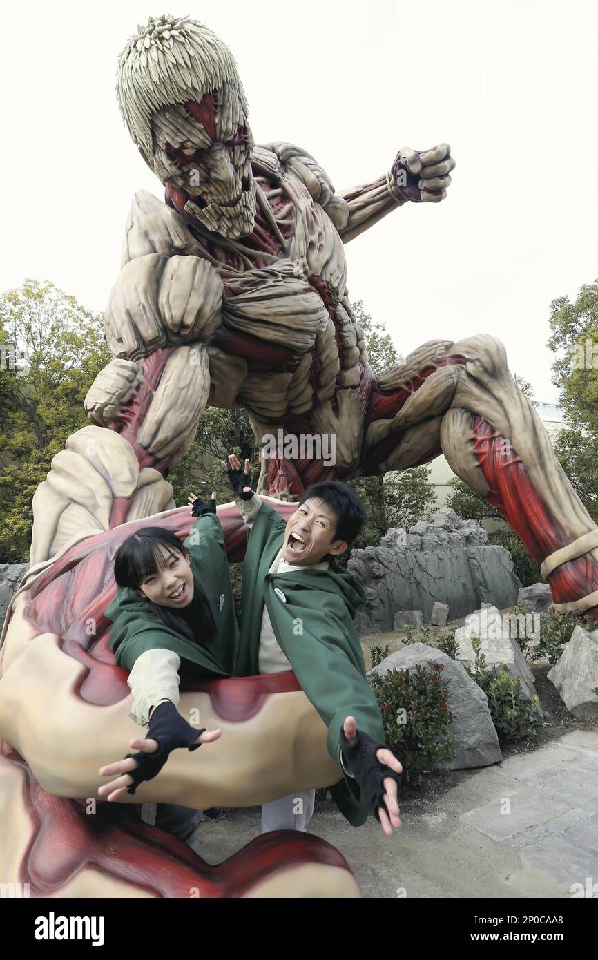 A photo shows the 15-meter-high statue of “Titan”, appeared in a ...