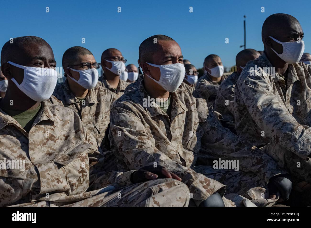 U.S. Marine Corps recruits with Kilo Company, 3rd Recruit Training ...