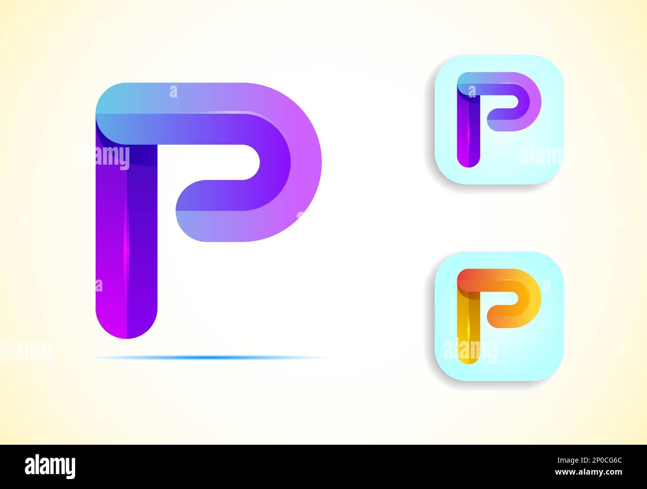 Abstract origami letter P logo design template. Flat style application ...