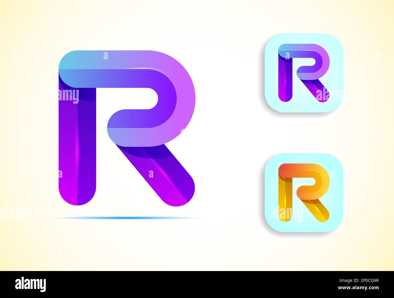 Abstract origami letterR logo design template. Flat style application ...