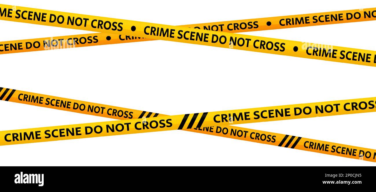 Crime scene do not cross tapes. Crossed yellow and black caution ...