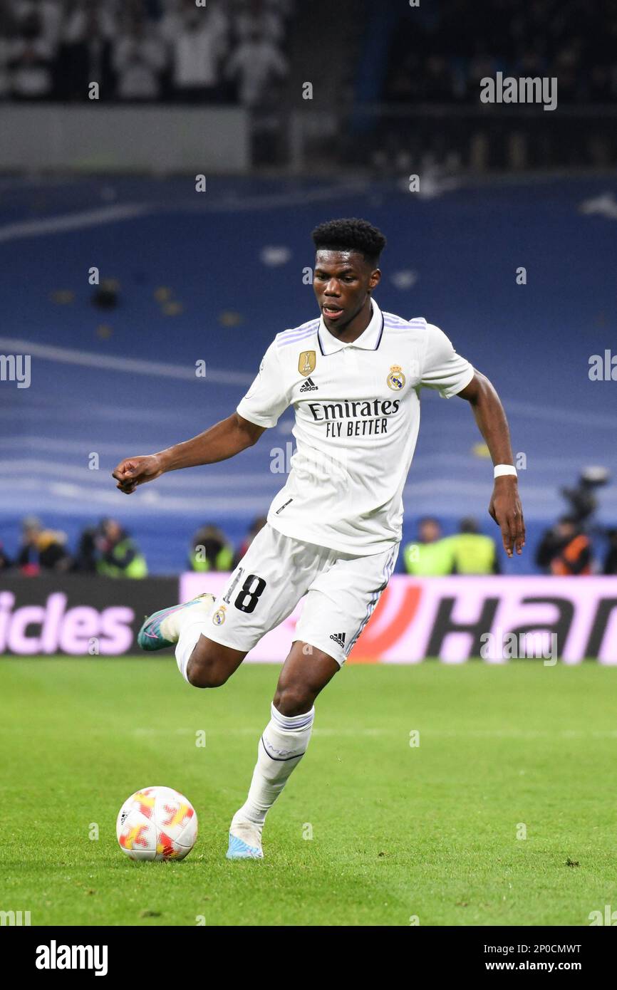 MADRID, SPAIN - MARCH 2: Player of Real Madrid CF Aurélien Tchouaméni ...