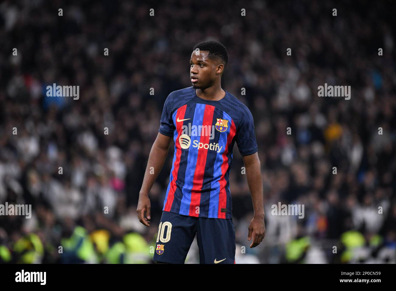 MADRID, SPAIN - MARCH 2: Player of FC Barcelona Ansu Fati looks on ...