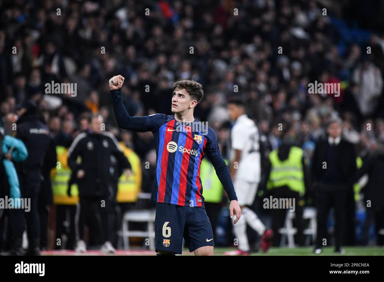 MADRID, SPAIN - MARCH 2: Player of FC Barcelona Gavi celebrates after a ...