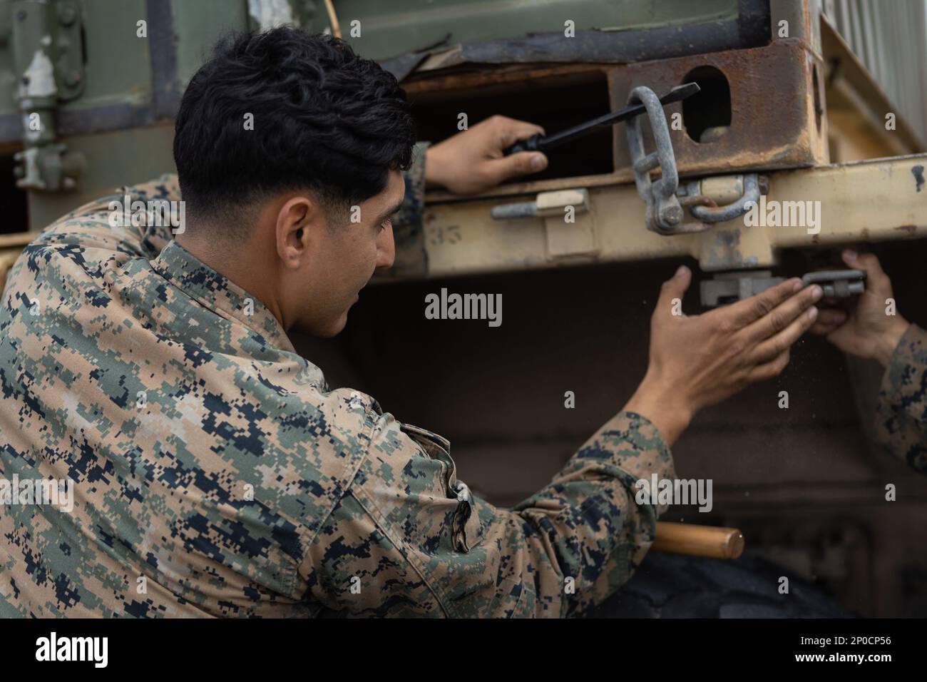U.S. Marine Corps Cpl. Aldair Alvarado, a motor vehicle operator with ...
