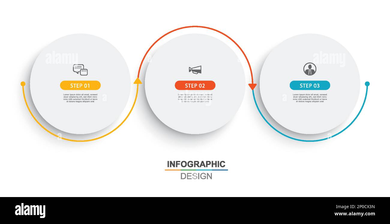Infographics circle timeline with 3 number data template. Vector ...
