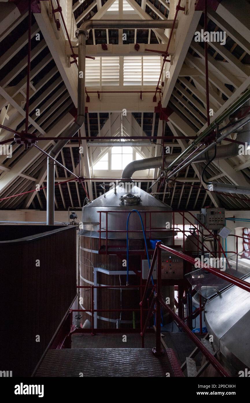 Inside the victorian tower brewery at Hook Norton Brewery, Oxfordshire ...